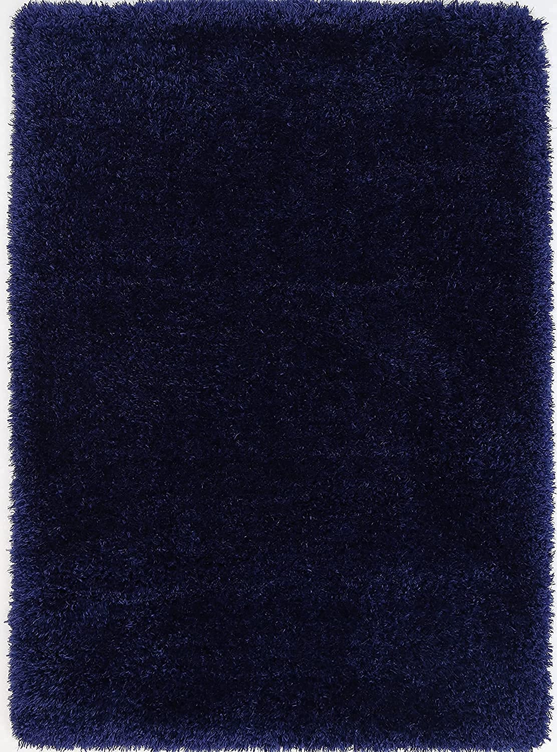 Navy Blue Solid Super Soft & Plush Shaggy Carpet For Living Room & Bed ...